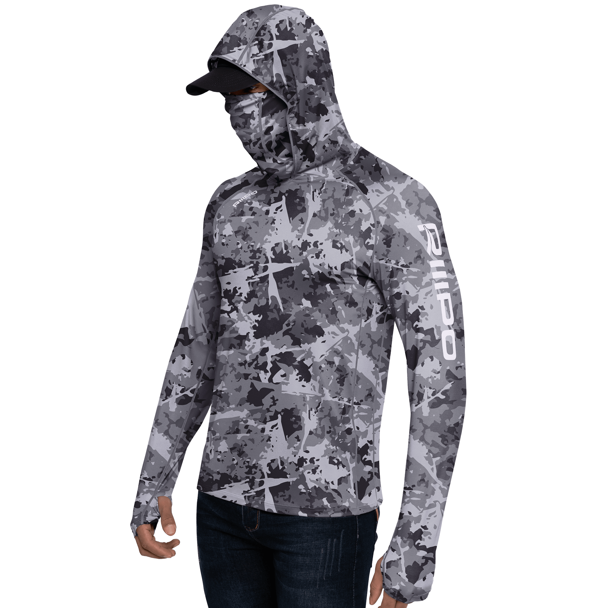 Performance Cooling Hoodie with Gaiter - Full Print - Dark Grey – RIIIPO